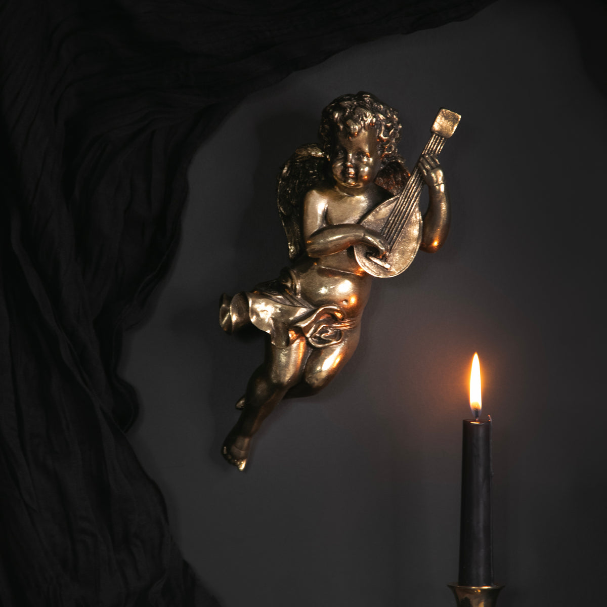 Gold Cherub Lute Wall Figure – Carbon Row